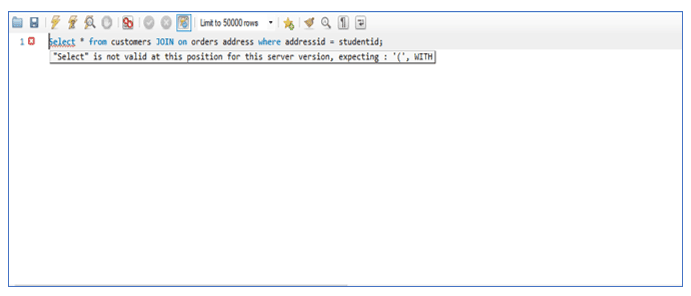 Resolve "Select is not valid at this position for this server version ...