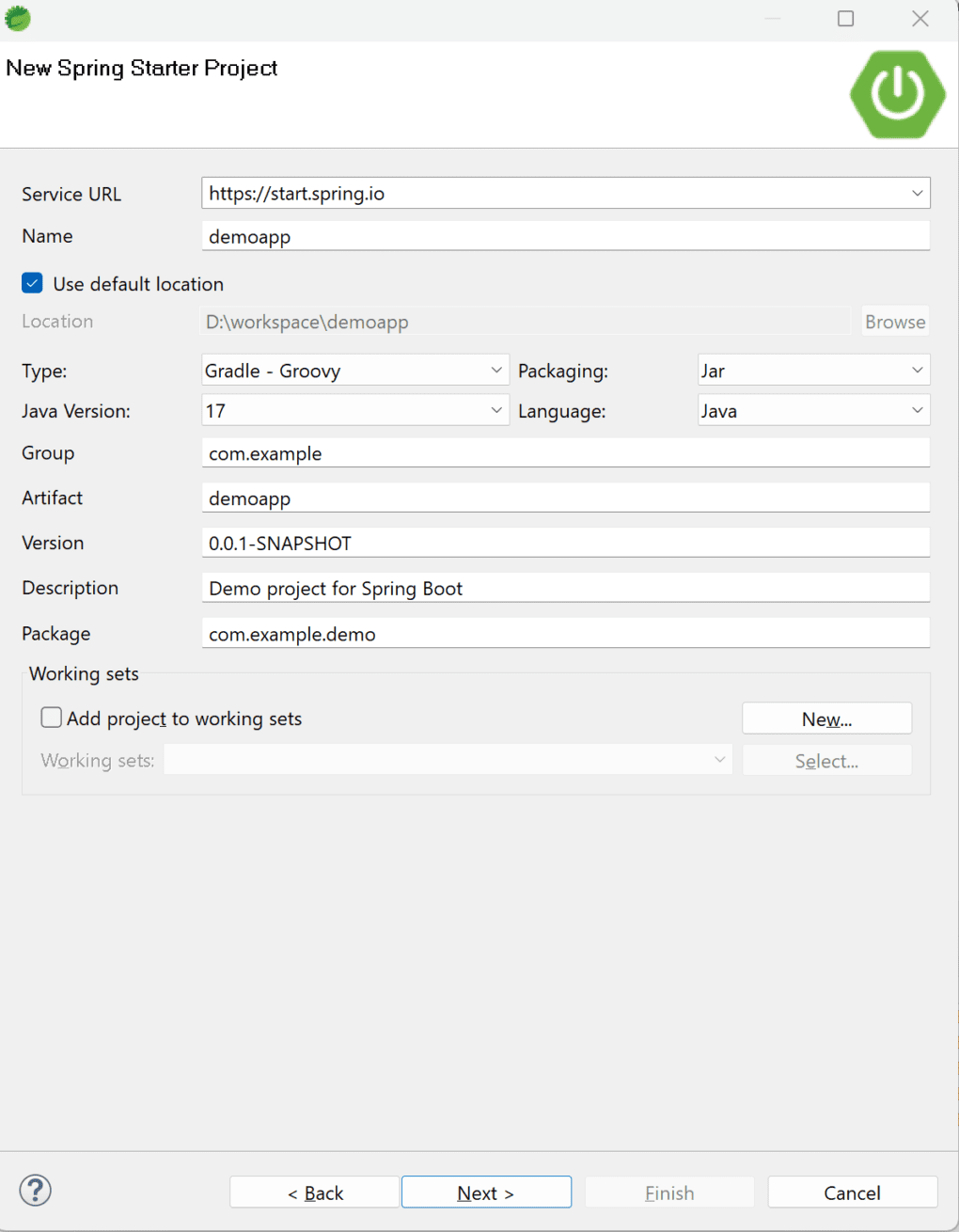 Generate a spring boot project using initializr and STS