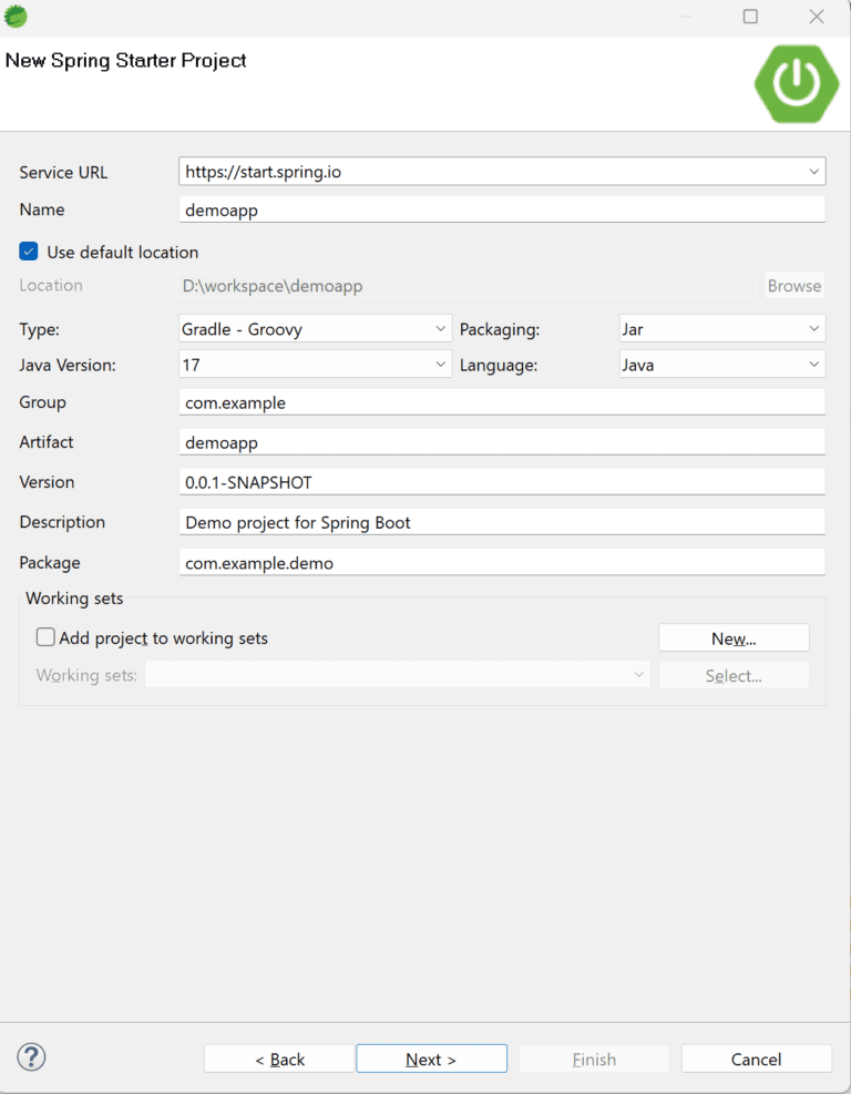 Generate a spring boot project using initializr and STS