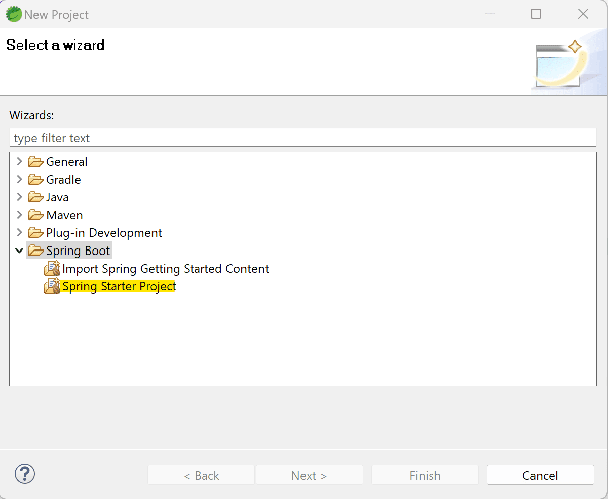 Generate a spring boot project using initializr and STS